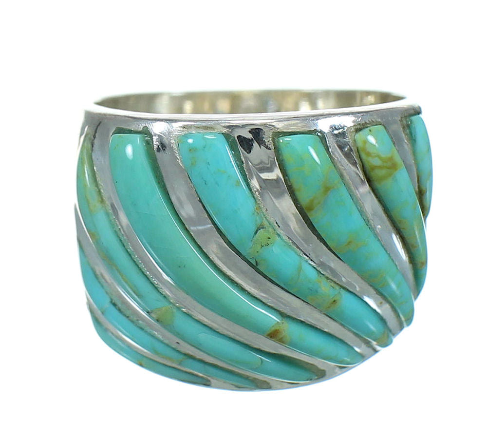 Authentic Sterling Silver Turquoise Inlay Jewelry Ring Size 7 RX86336 ...