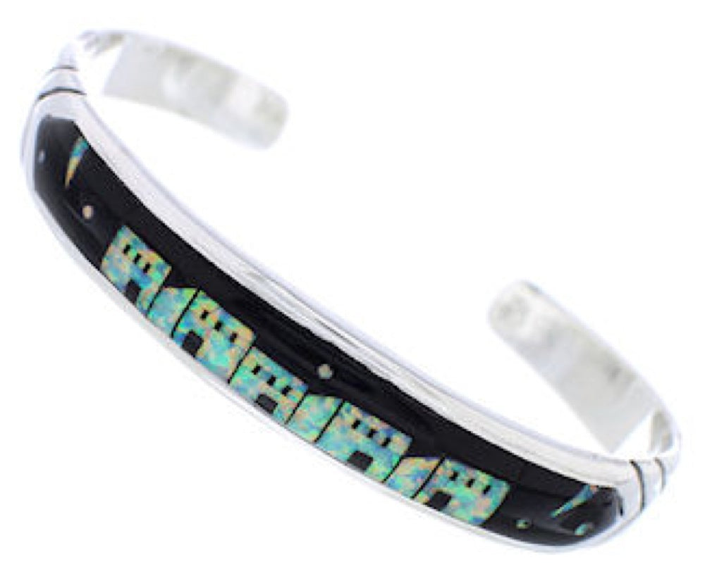 Black Jade Opal Native American Village Design Cuff Bracelet MX27609 ...