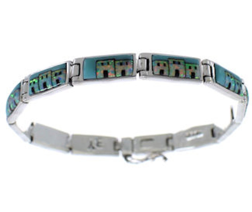 Native American Village Design Multicolor Silver Link Bracelet FX27829 ...